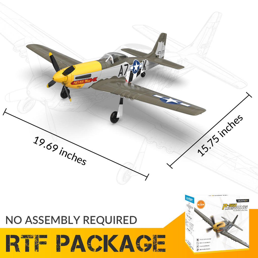 Brushless Mustang P51 RC Warbird Airplane RTF 500mm - EXHOBBY