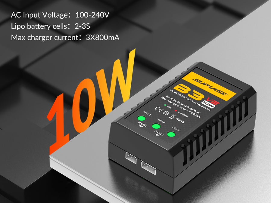 SUPULSE B3V2 AC LiPo Charger 2S-3S 10W RC Balance Charger