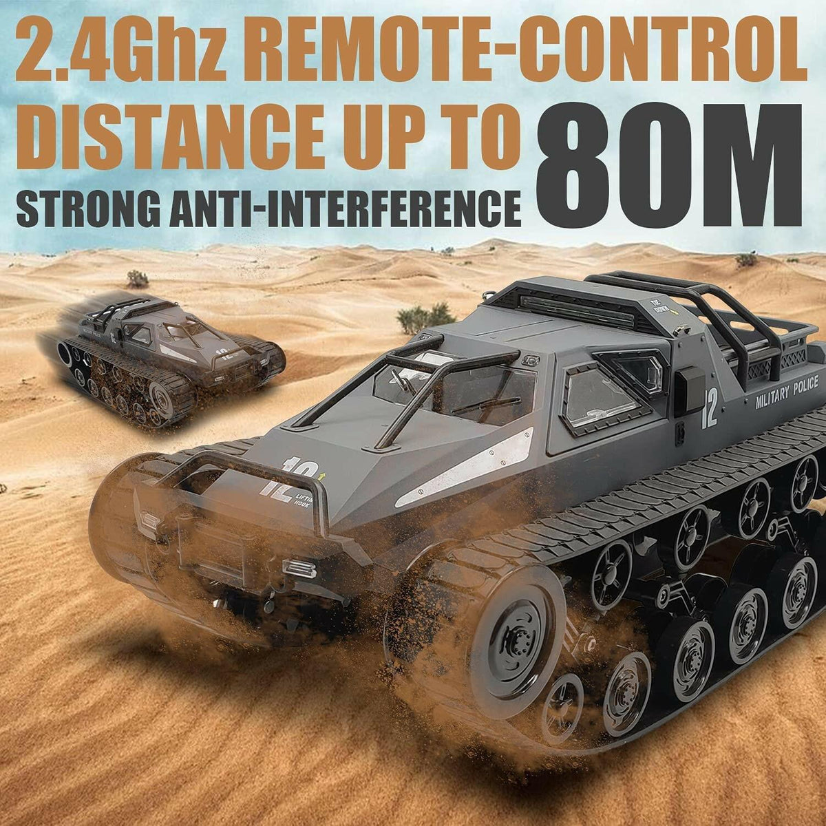 RC Tank 1/12 Scale All Terrain RC Crawler (Grey)