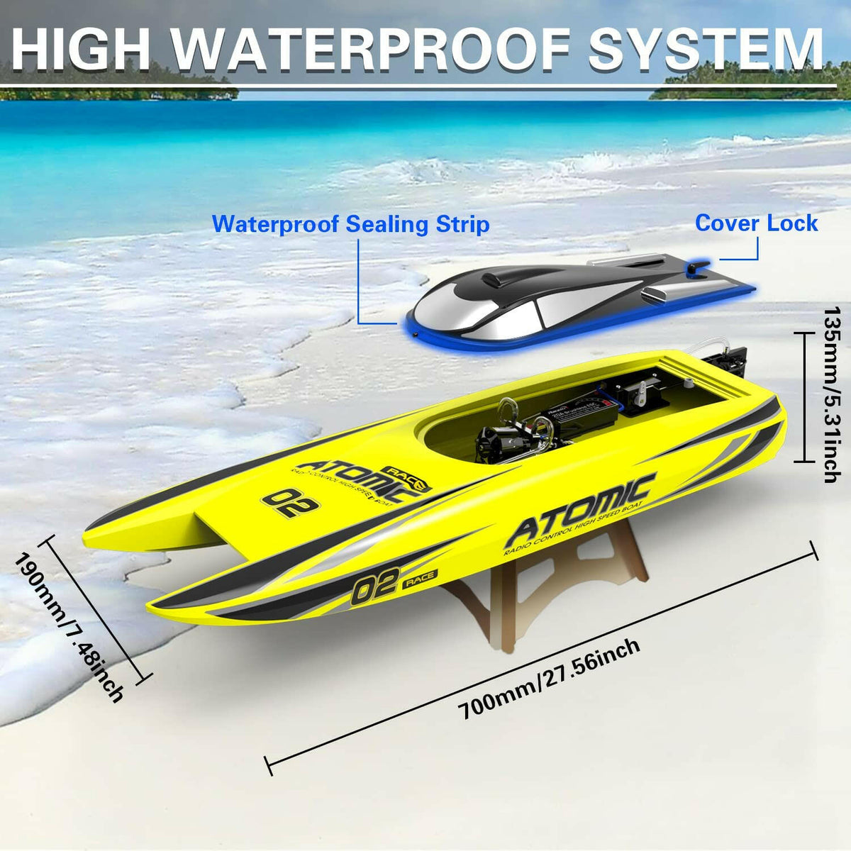 Atomic 45mph High-Speed Catamaran RC Racing Boat